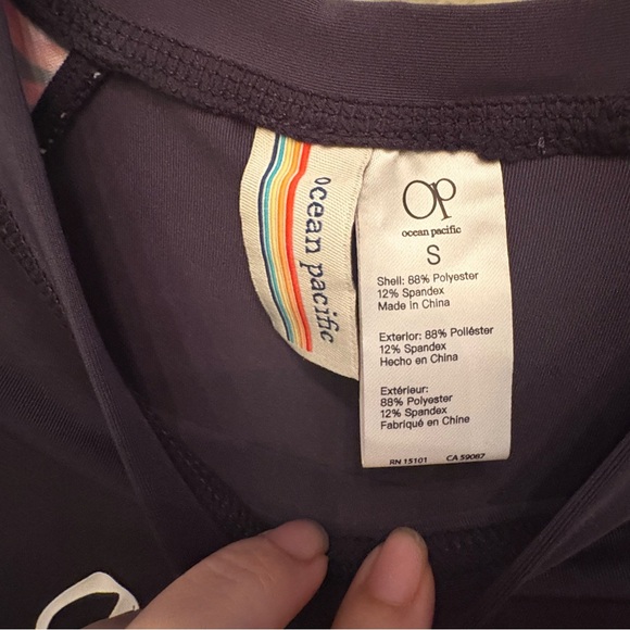 OP | Swim | Nwtop Ocean Pacific Black And Pink Leaf Print Sleeves Rash ...